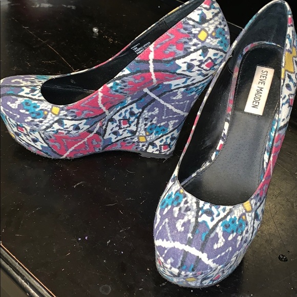 Steve Madden | Shoes | Very Rare Steve Madden Colorful Wedge Heels ...